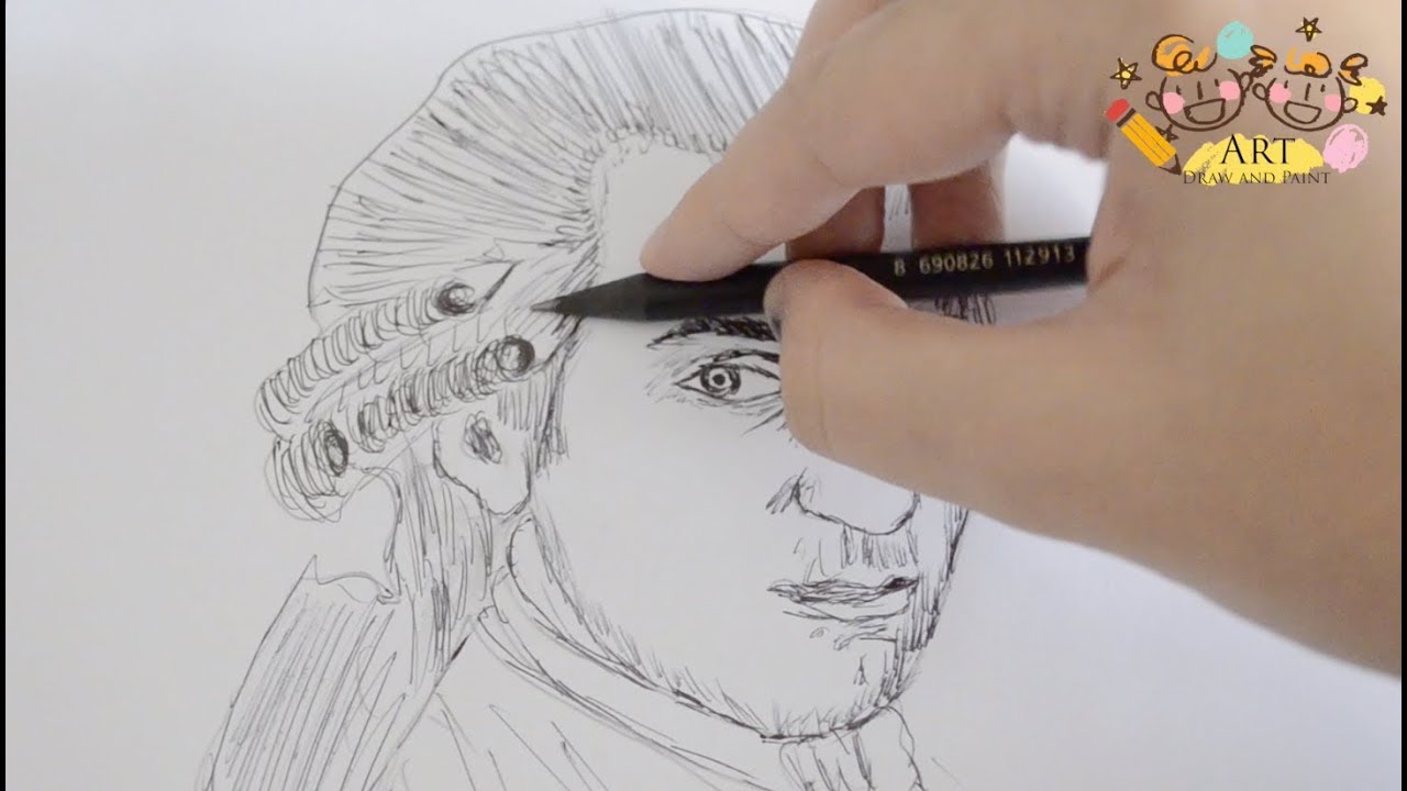 How to Draw Wolfgang Amadeus Mozart - Speed Drawing - YouTube