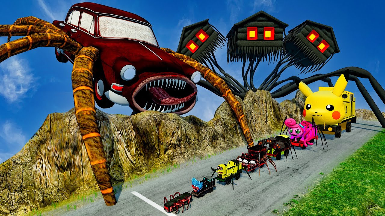 ALL Monsters Big & Small Cars vs Downhill Madness with CAR EATER | MEGA ...