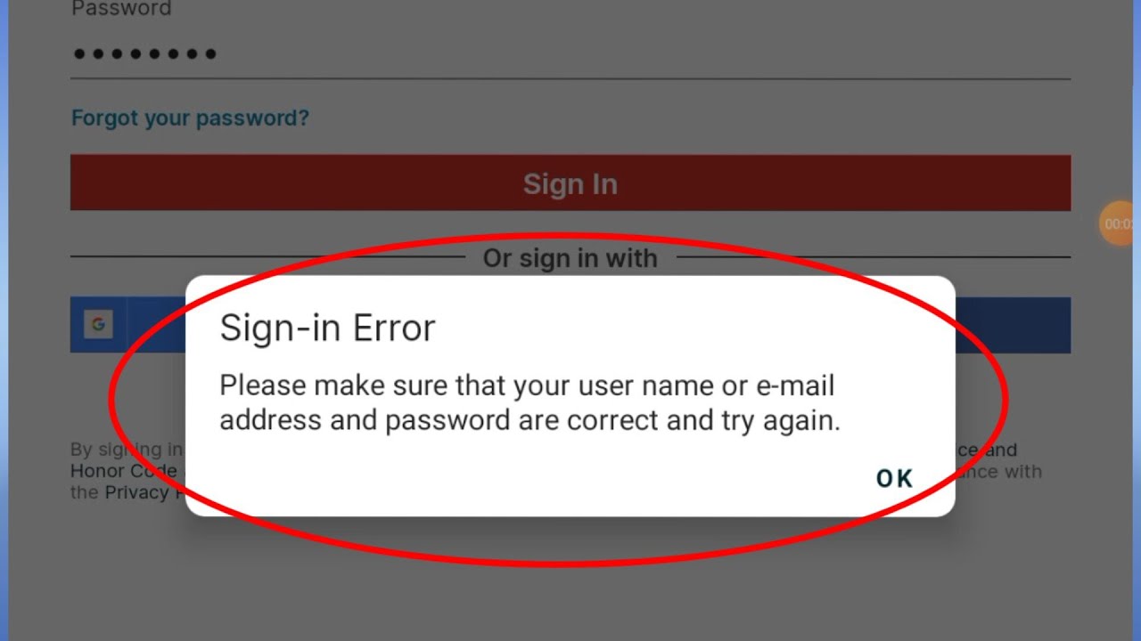 edX Online Courses App Fix Sign-in Error Problem | your user name or ...