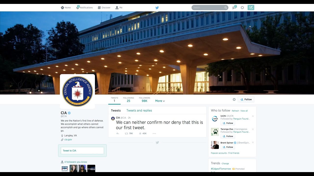 CIA Launches Twitter Account With Awesome First Tweet - YouTube