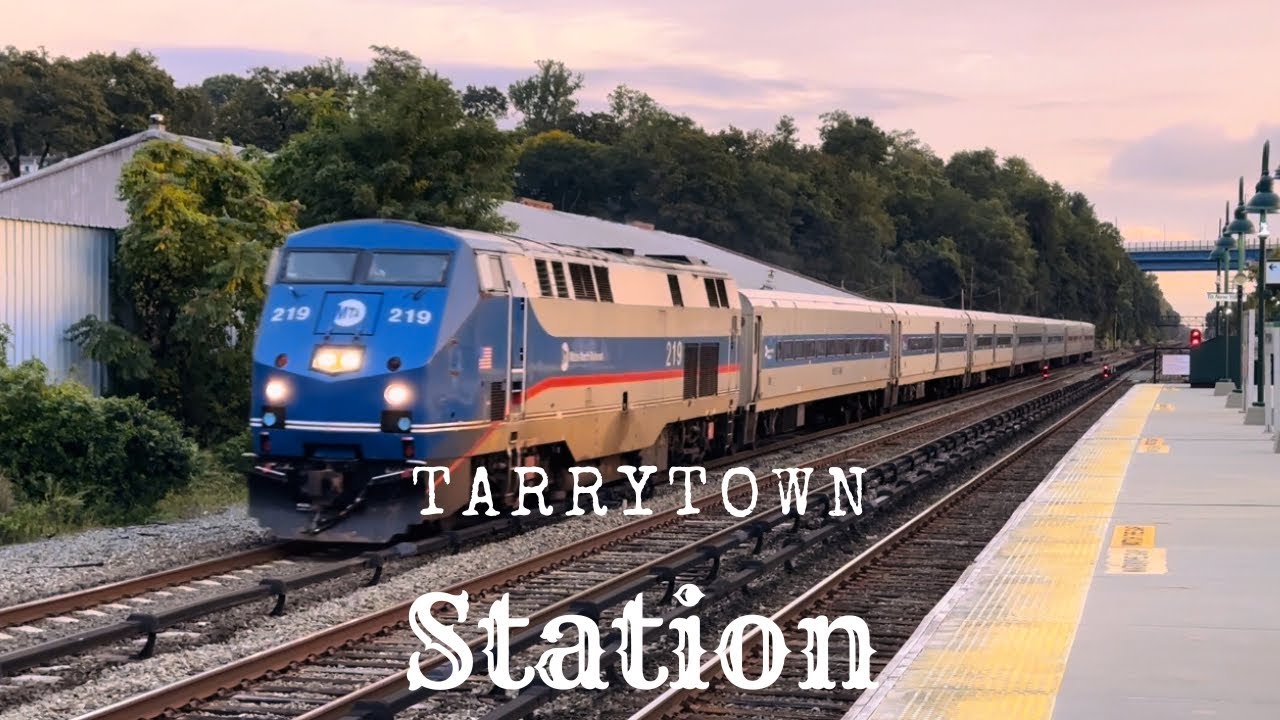 MNCR 219 (P32AC-DM) / Shoreliner / M8 / M7A / AMTRAK - Tarrytown Station - YouTube