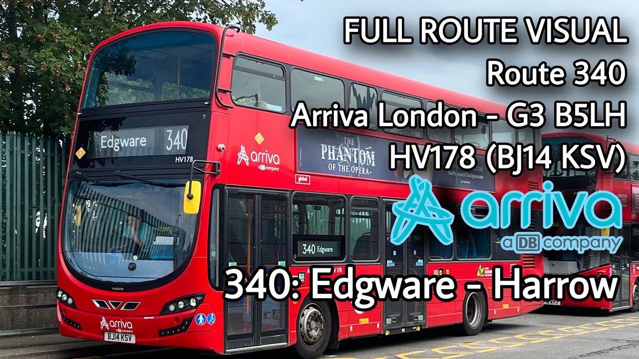 FULL ROUTE VISUAL | 340: Edgware Bus Stn - Harrow Bus Stn | Arriva ...