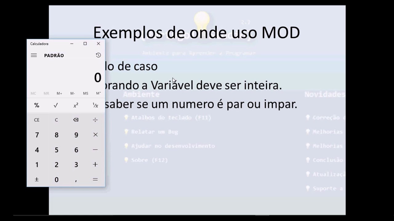 Algoritmo MOD usando Portugol Stúdio - YouTube