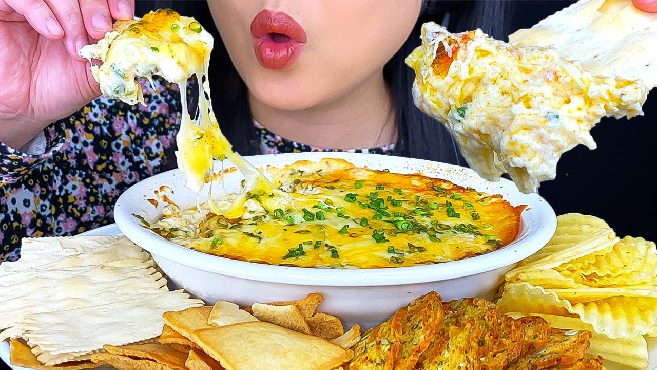 ASMR CHEESY CRAB DIP (EATING SOUNDS) ASMR Phan - YouTube
