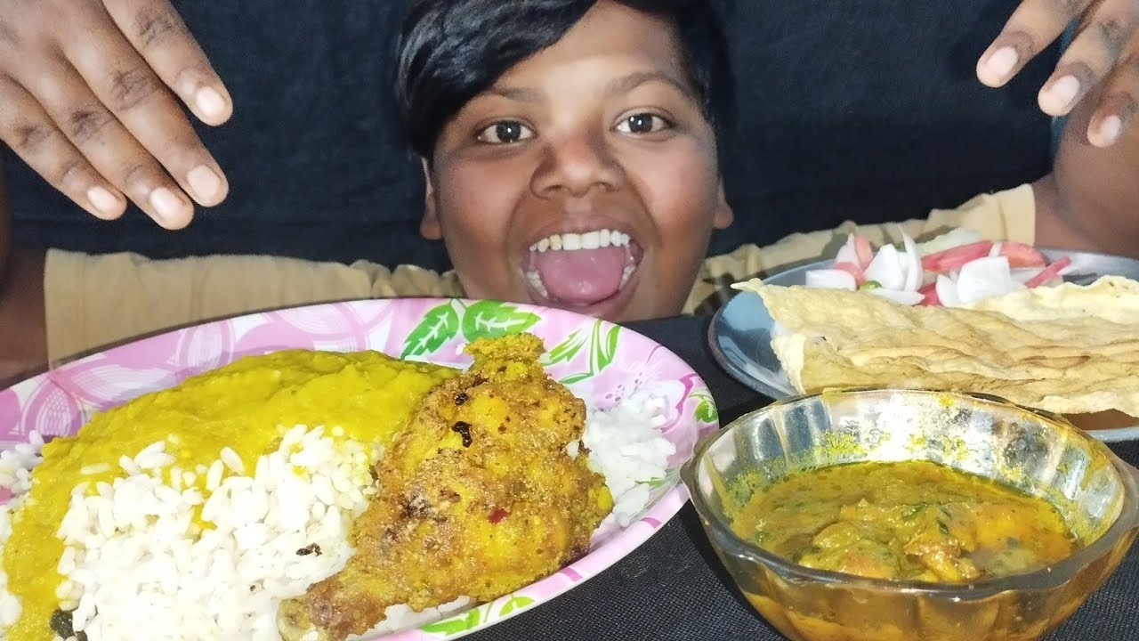 Rice With Spicy Chicken Grevy And Chicken Leg Piece Our Papad Sloth ...