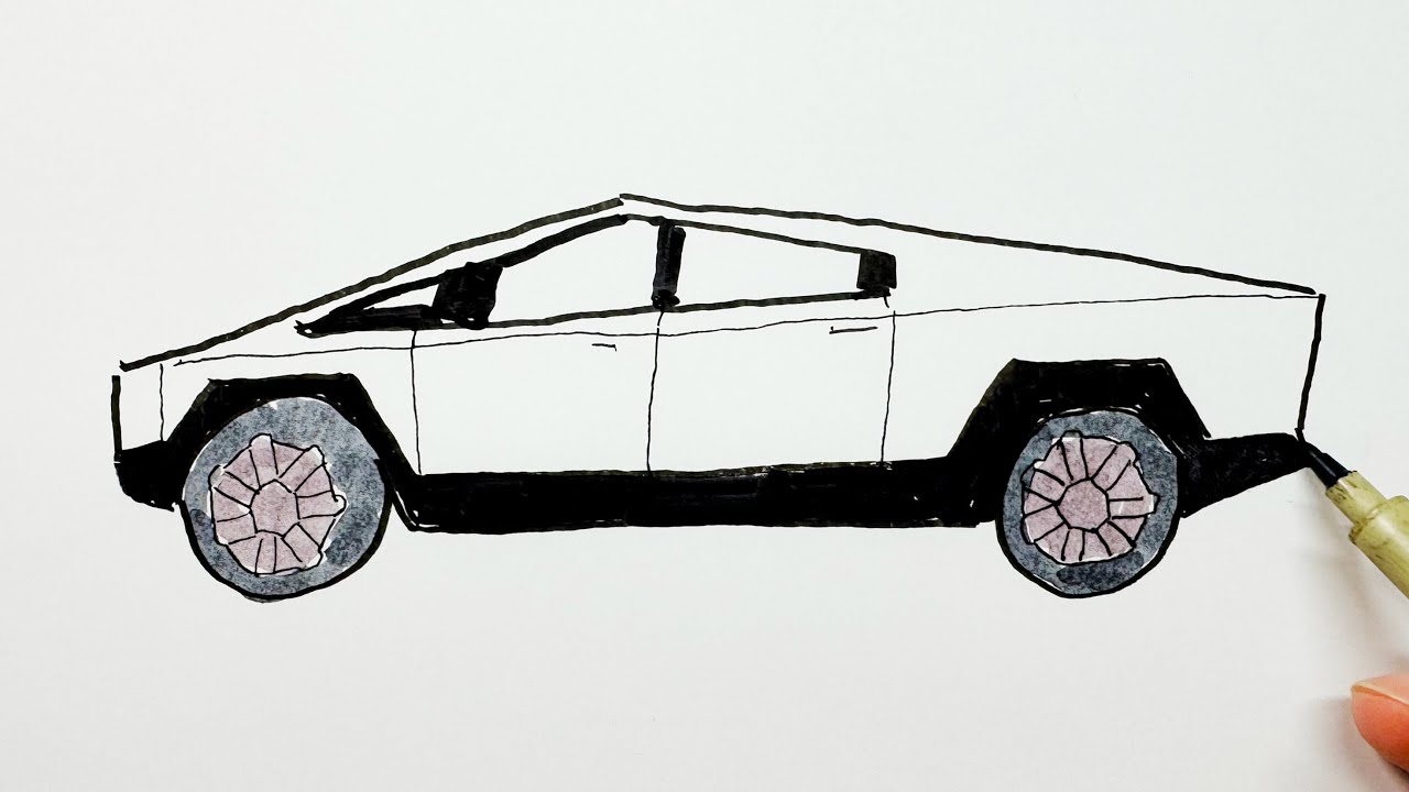 How to Draw a Tesla Cybertruck - YouTube