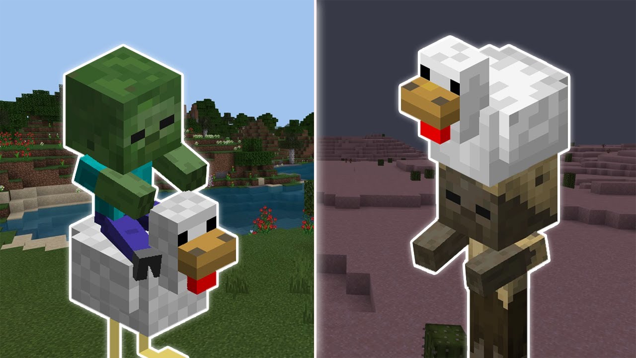 20 CHICKEN RIDING ZOMBIES VS 20 HUSK RIDING CHICKENS | MINECRAFT - YouTube