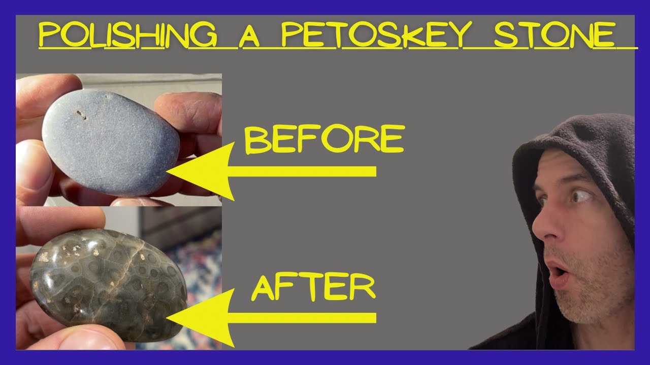 RARE BLUE Petoskey Stone Transformation! - Polishing on a Cabbing ...