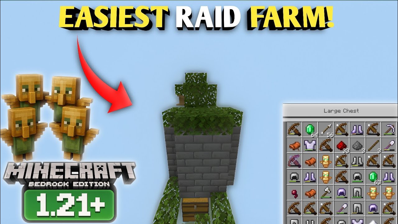Super Simple Raid Farm in Minecraft Bedrock 1.21 – Anyone Can Build It ...