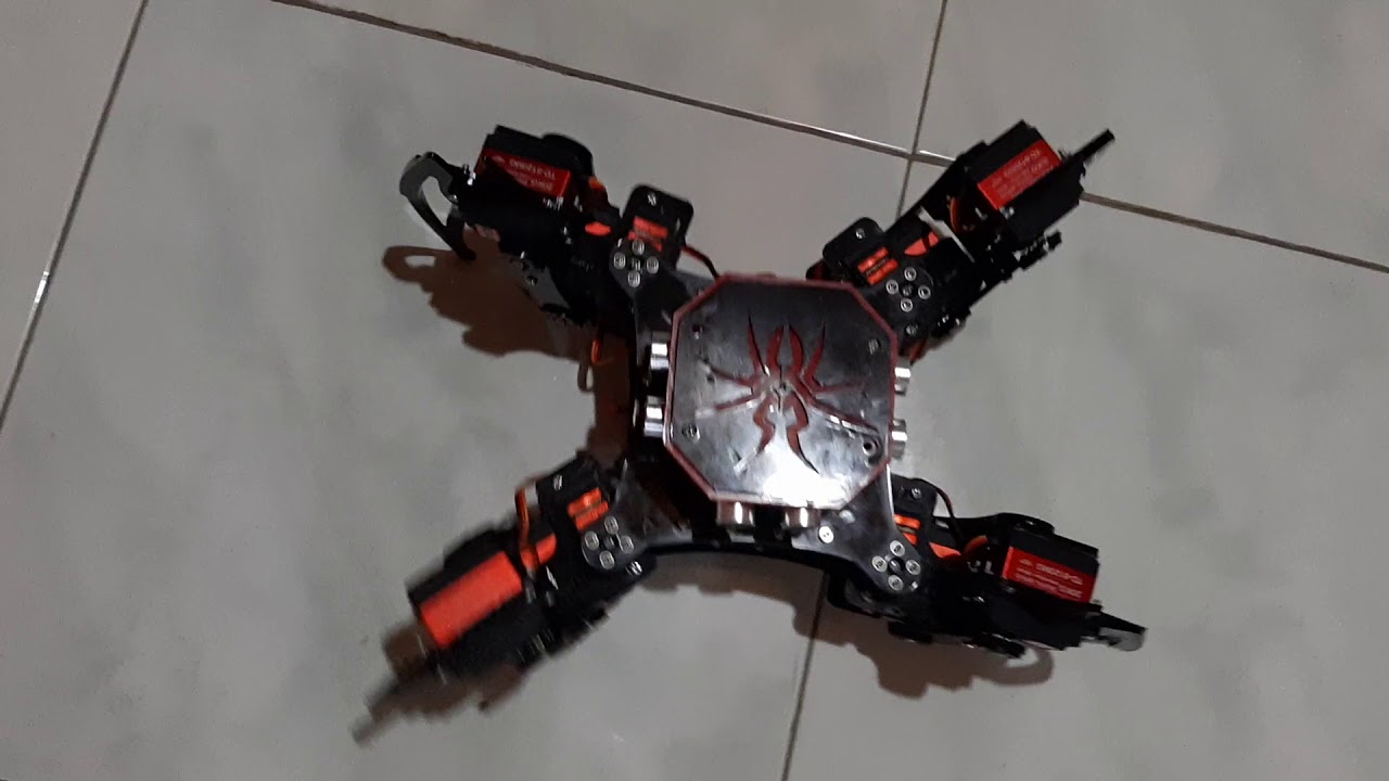 Quadruped kinematics 3dof, test run robot laba-laba - YouTube