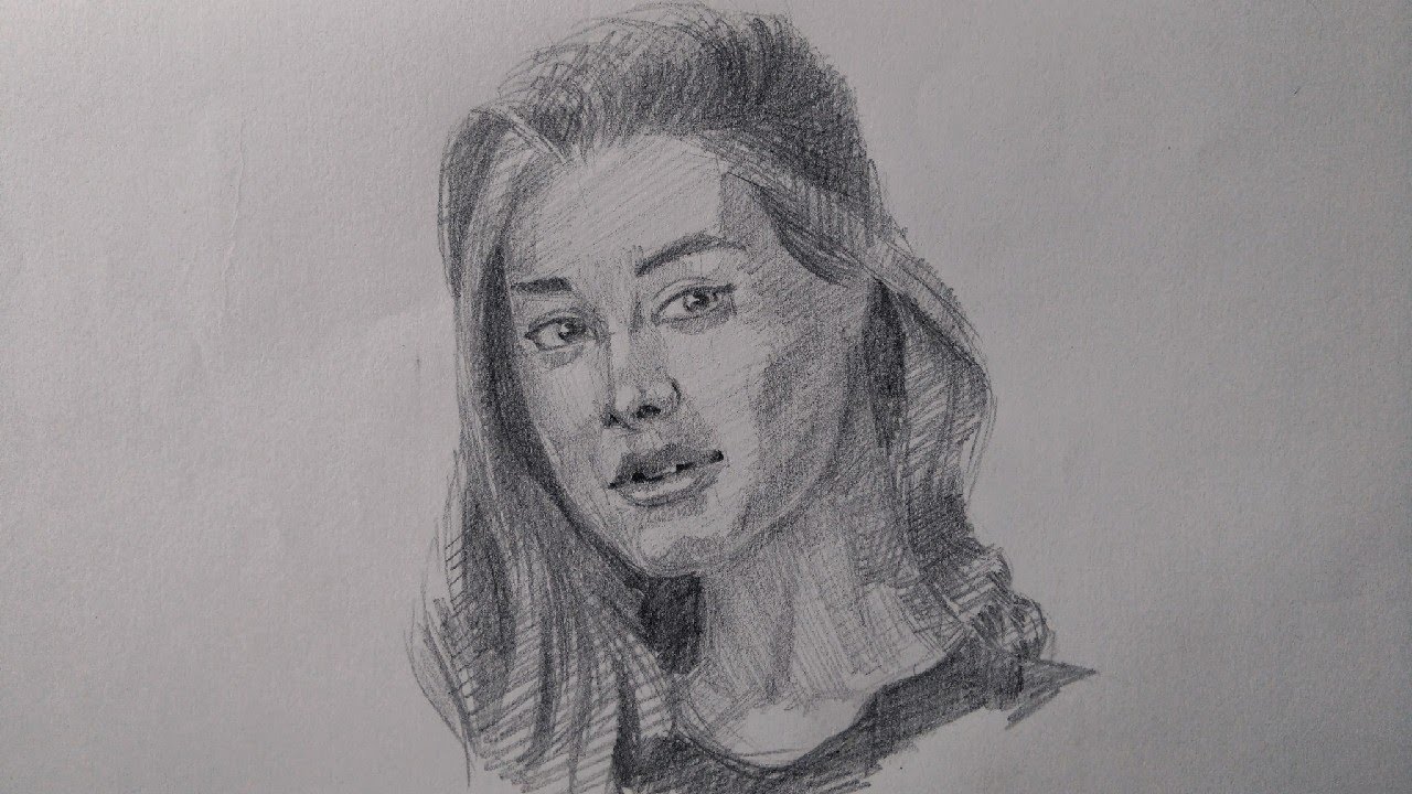 How to draw a beautiful girl | Time-lapse sketching with only one ...