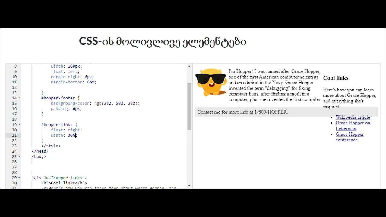 Css ის მოლივლივე ელემენტები Youtube
