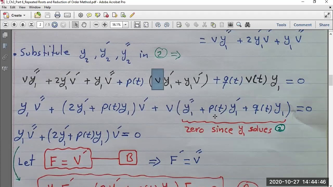 Ch3 Part 6 Repeated Roots And Reduction Of Order Method YouTube ch3-part-6-repeated-roots-and-reduction-of-order-method-youtube