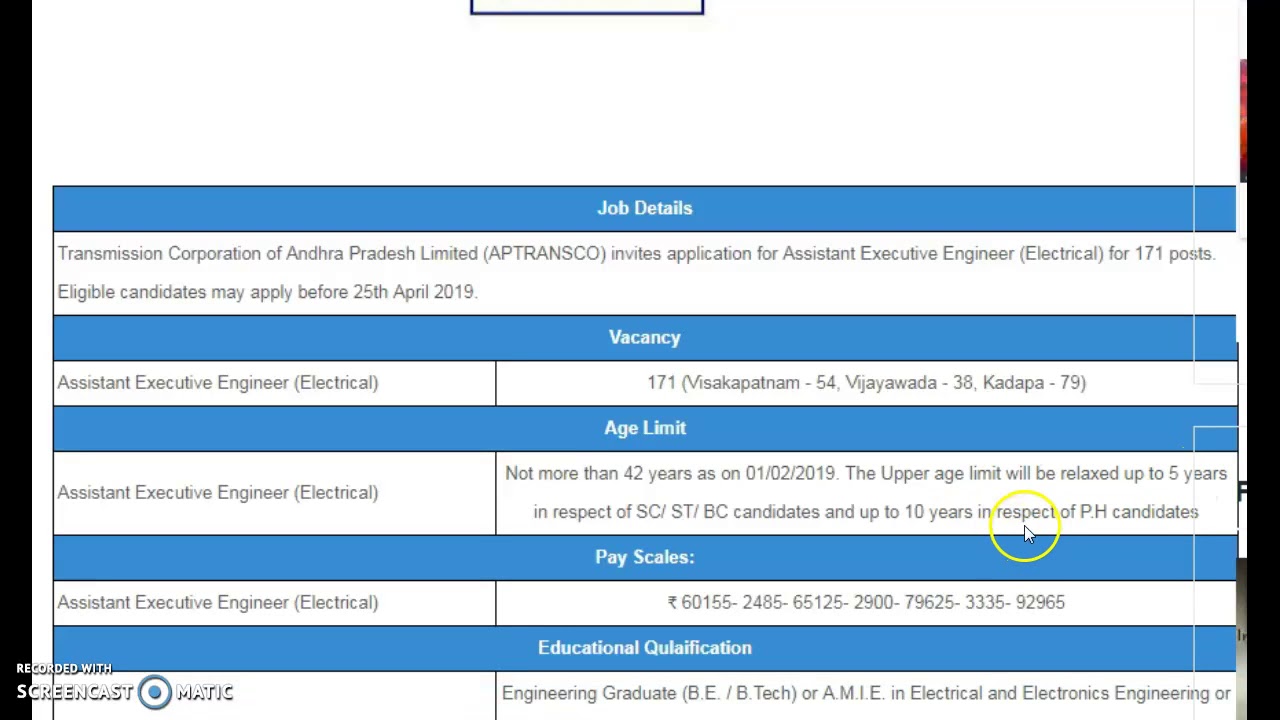 APTRANSCO Recruitment for Assistant Executive Engineer 171 Vacancies ...