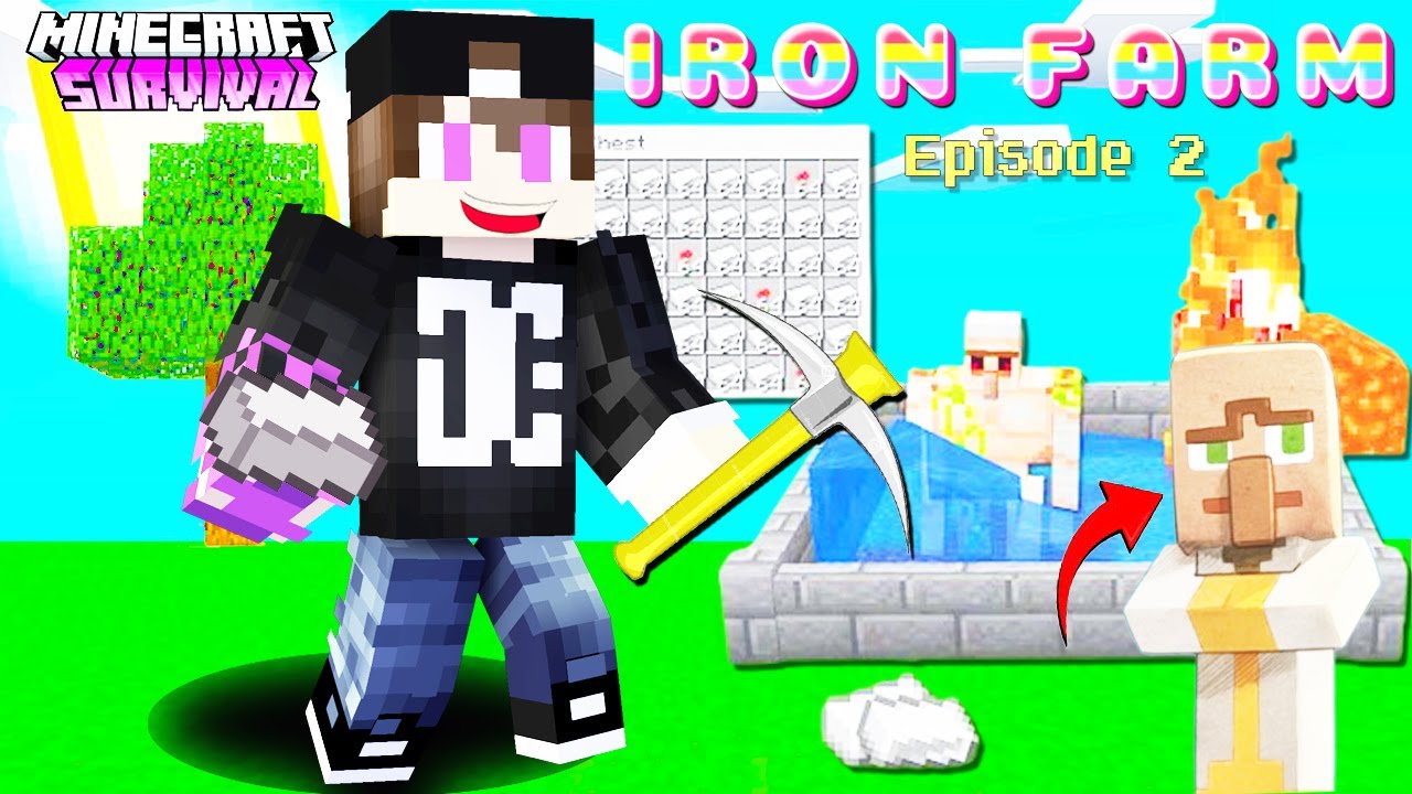 Minecraft Survival Day 2: INSANE Iron Farm! (Easy & Fast) | Jackcraft - YouTube