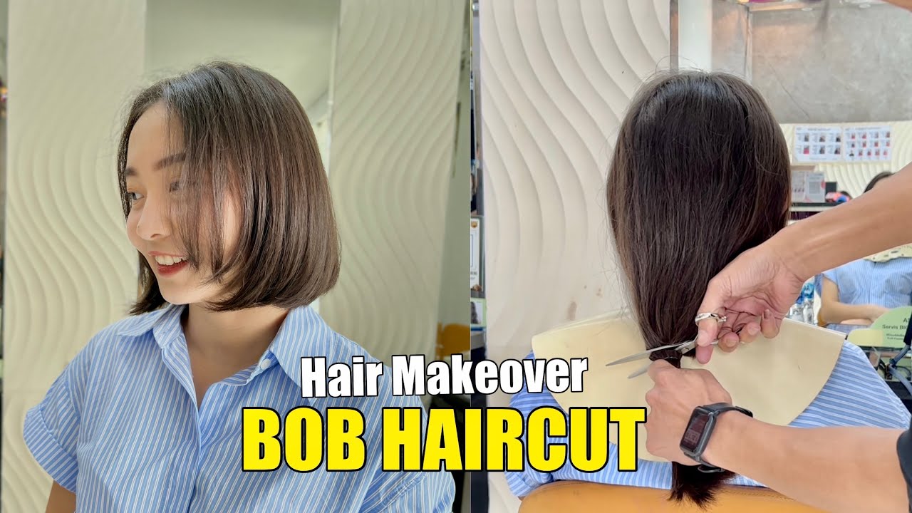 BOB HAIRCUT | Hair Transformation | Potong rambut bob pendek | DIY ...