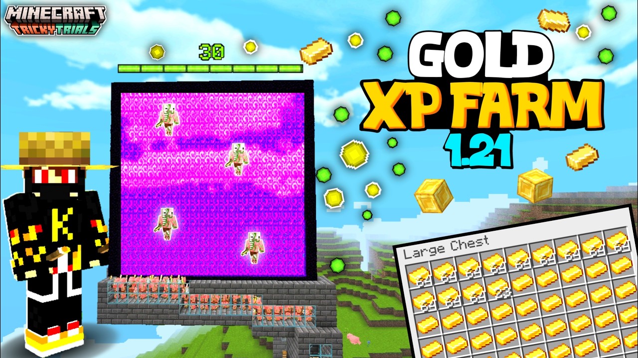 Big GOLD XP Farm For Minecraft 1.21+🤑 || 1.21 Fastest XP Farm || In ...