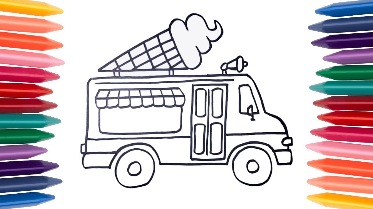 How to Draw and Color Ice Cream Truck | Drawing & Coloring for Toddlers ...
