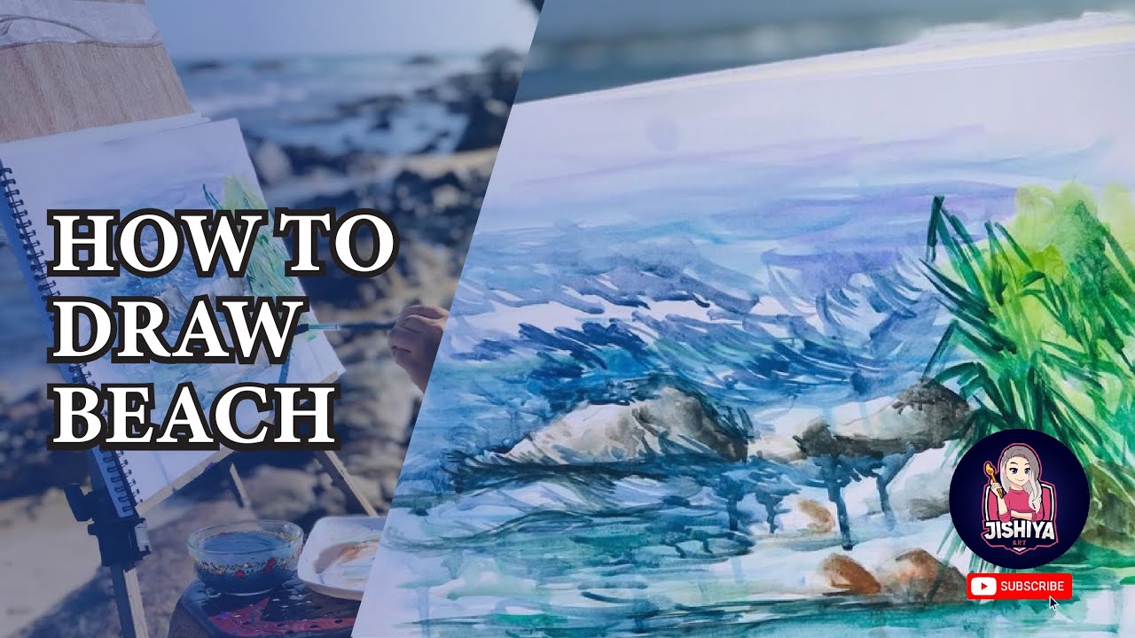 HOW TO DRAW BEACH - YouTube