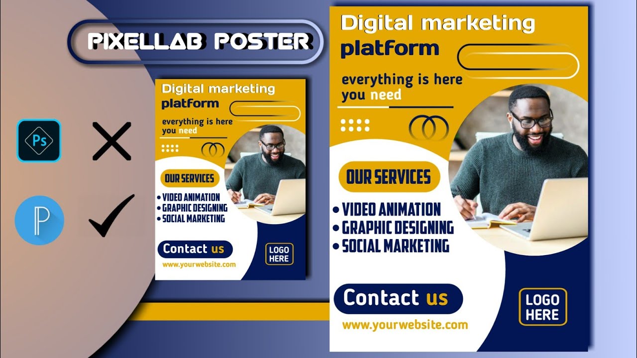 How to make professional digital marketing banner in pixellab - YouTube