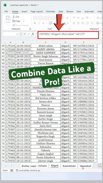🚀 VSTACK Function in Excel | Combine Data Like a Pro! 🔥 #Shorts #Excel #excelshorts #ytshorts ...