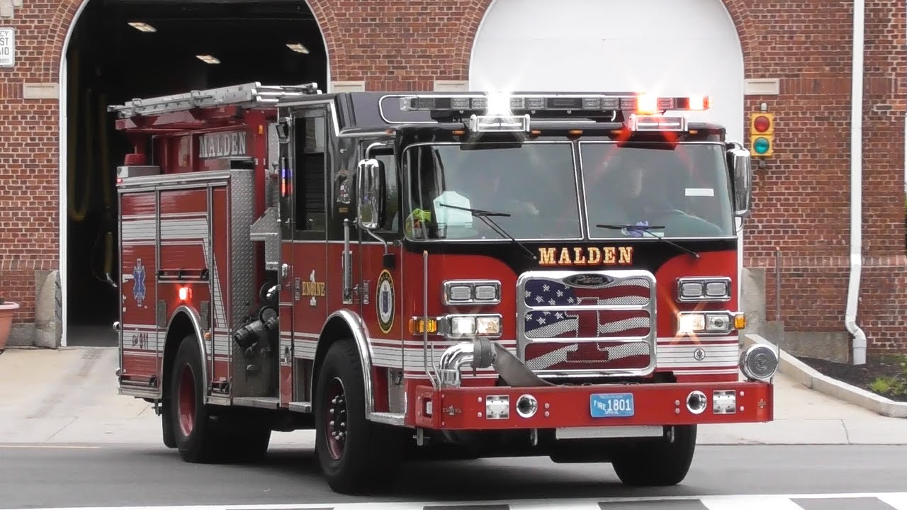 Malden, MA Fire Department Engine 1 Responding - YouTube