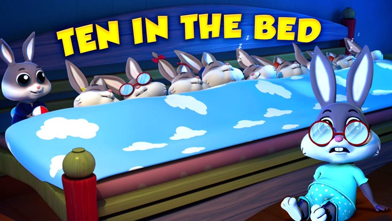 침대에서 10 | 숫자를 배웁니다 | 어린이를위한 노래 | Rabbit Song | Ten In The Bed | Farmees ...
