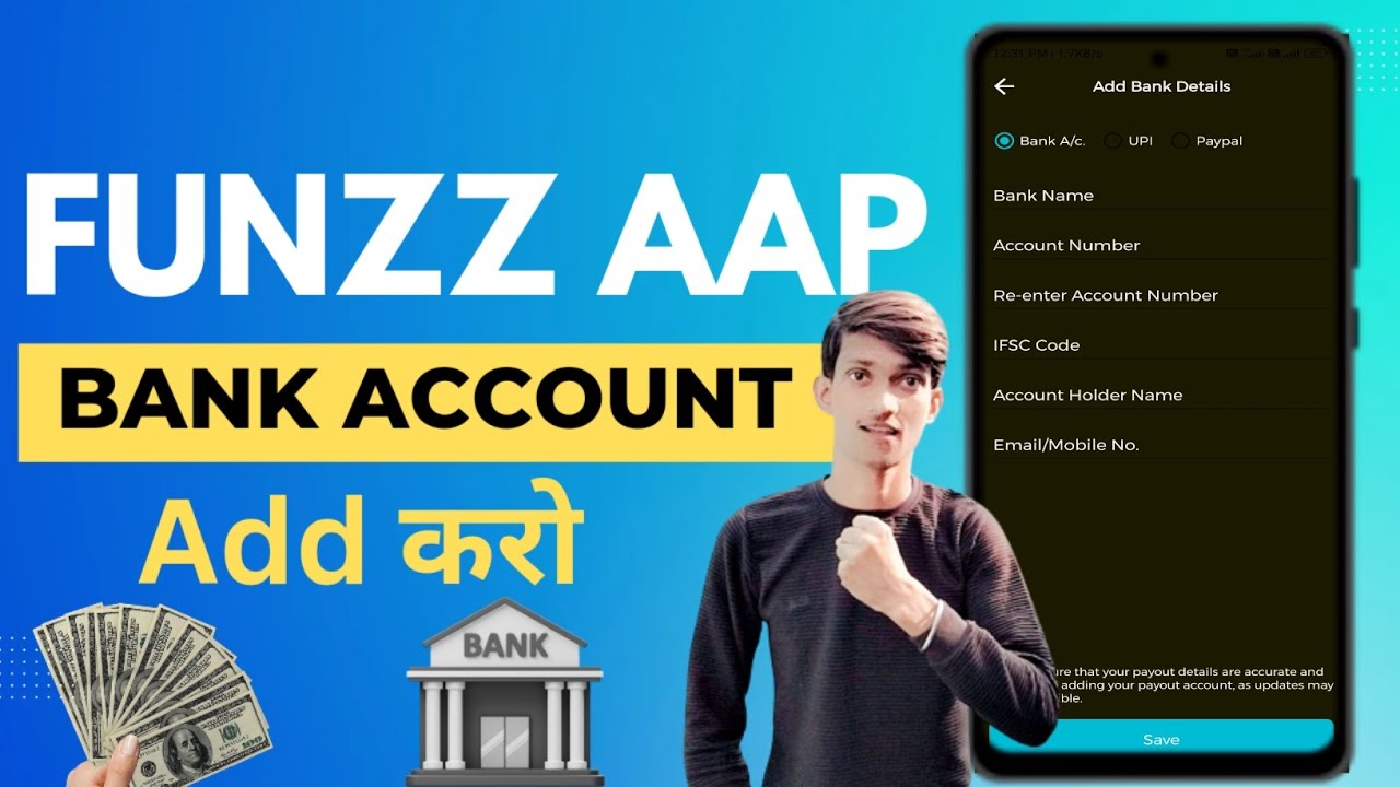 how to add bank account in funzz app // Funzz app me bank account kaise ...