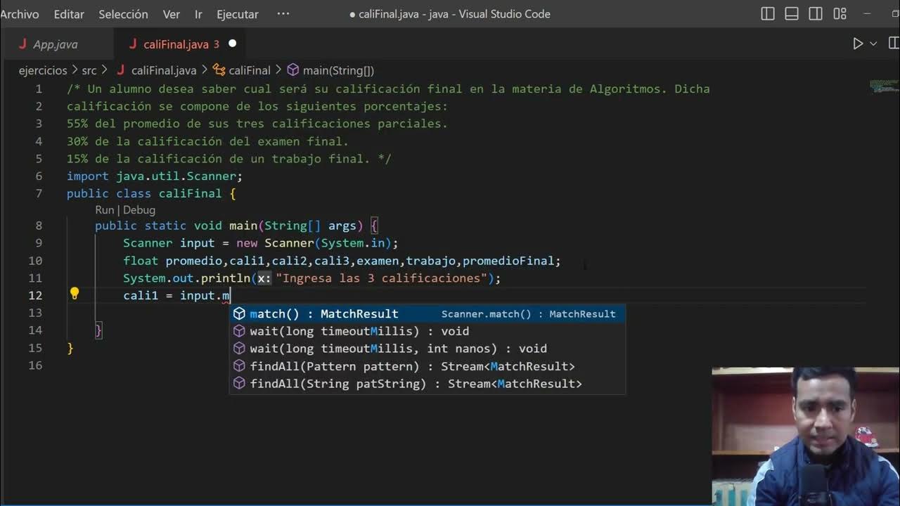 Un alumno desea saber cual será su calificación final en la materia de algoritmos java - YouTube