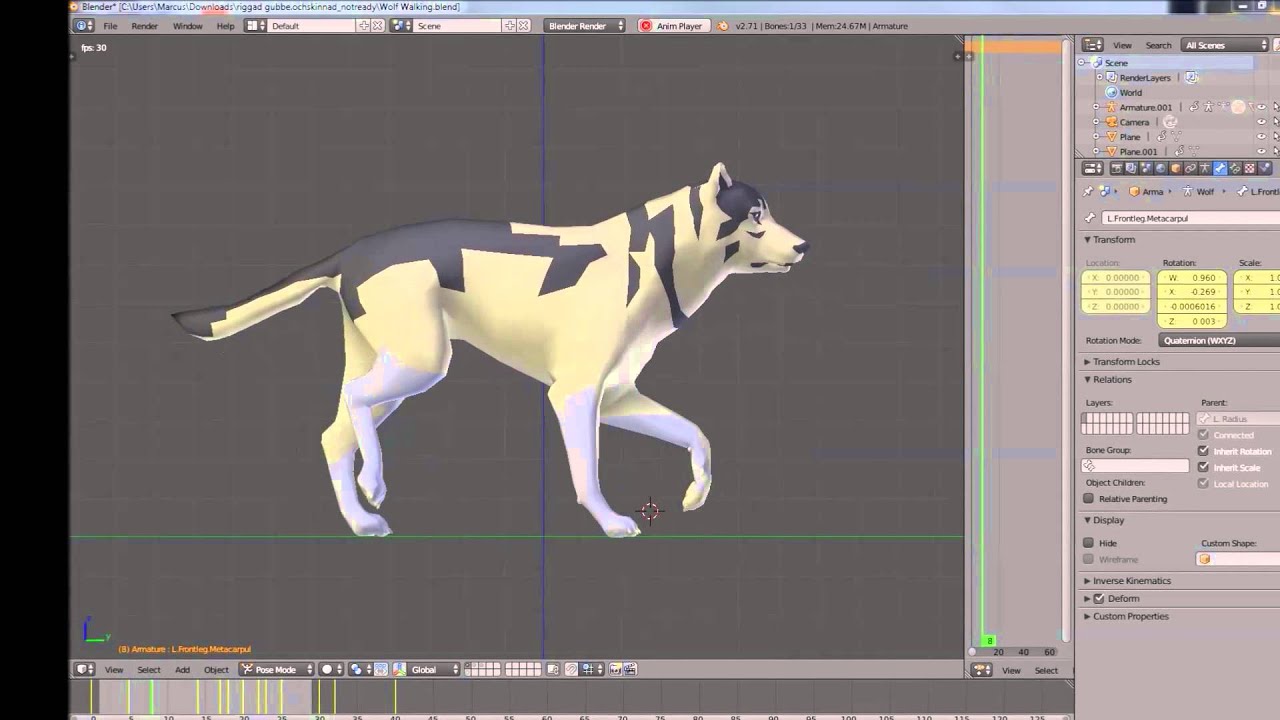 Wolf - Walkcycle animation - YouTube