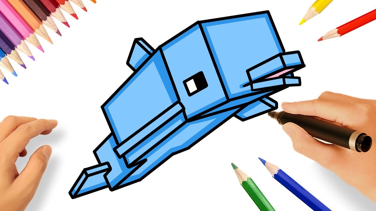 COMMENT DESSINER UN DAUPHIN 🐬| MINECRAFT - YouTube