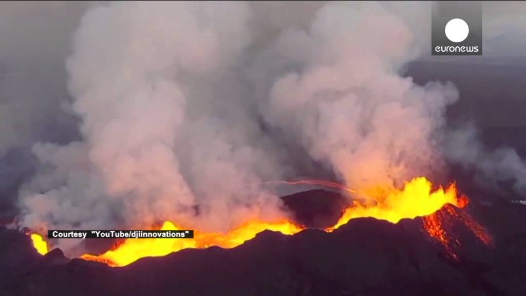 Stunning drone footage: Iceland volcano eruption seen from sky - YouTube