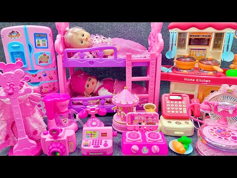15 Minutes Satisfying with Unboxing Barbie Doll Pink Rock Bed Toys, Kitchen Toys Review | ASMR