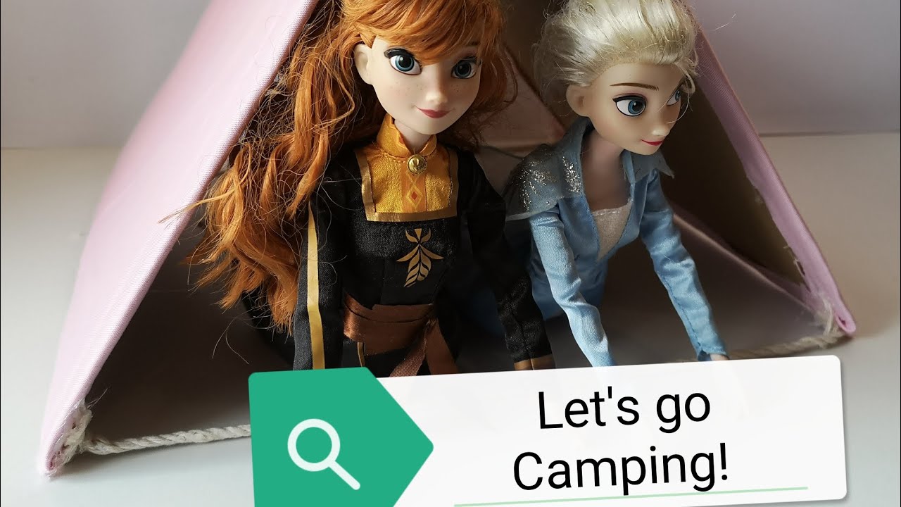 Elsa and Anna make a tent and go camping in the woods - YouTube