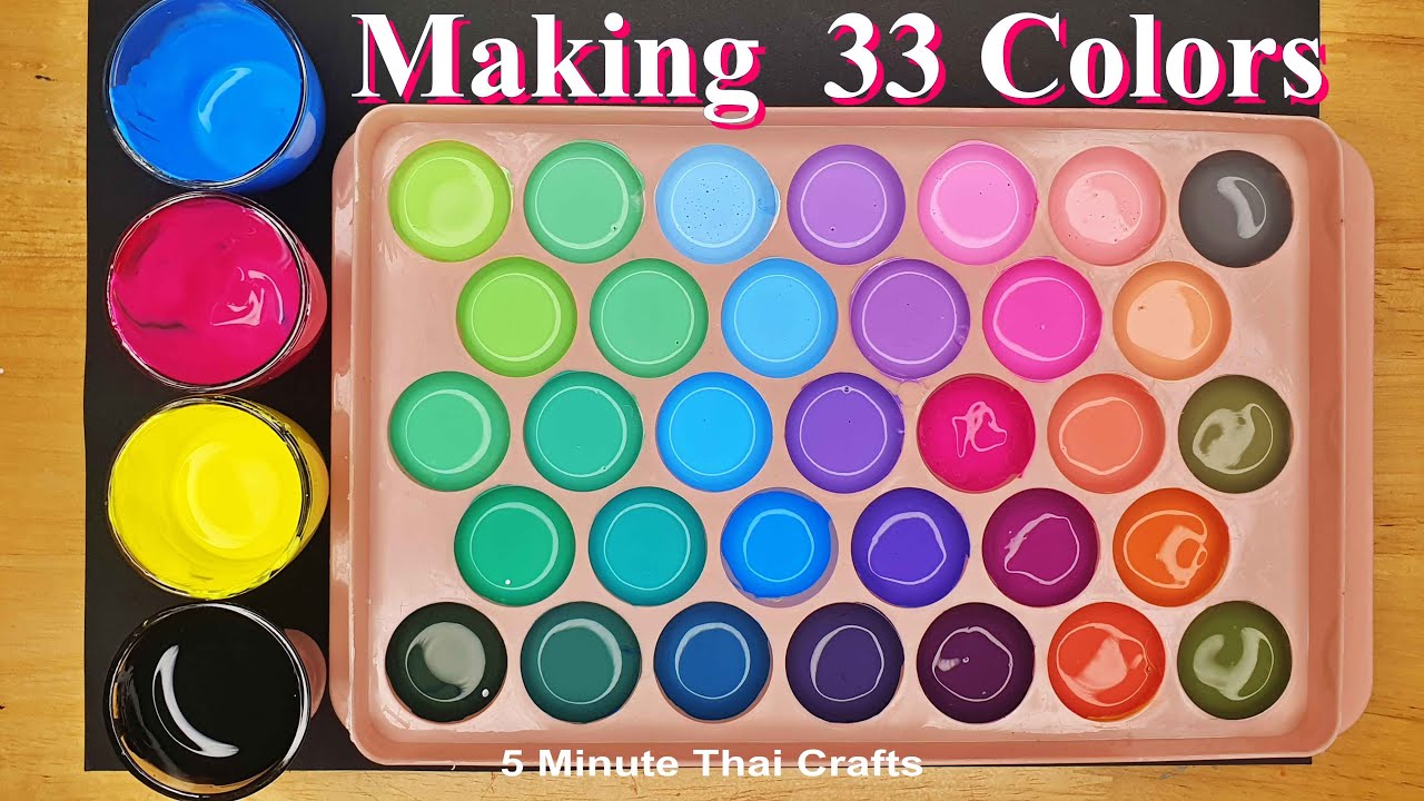 Making 33 Colors Made from Just 5 Primary Colors l color mixing - YouTube