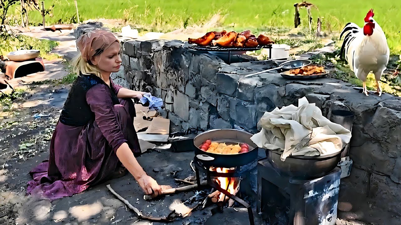 cooked chicken in the village style, which is hard to believe - YouTube