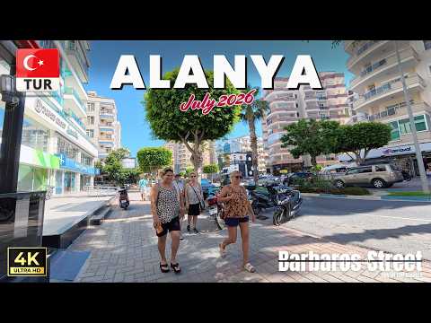 Alanya Mahmutlar Barbaros Walking Tour | Turkish Street Life in Alanya | Antalya Turkiye | 2026 July