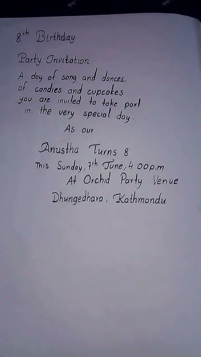 How to write Birthday Party invitation #writing - YouTube