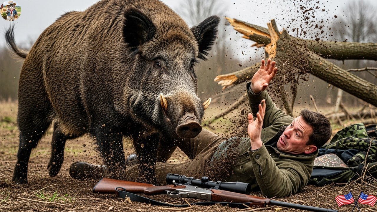 Tense Wild Boar Chase - The Perfect Shot During A Rush Hunt | Hunting Wild Boars Destroying ...