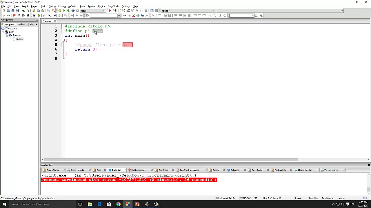 Part 8 C Programming Define Constants Youtube 4115