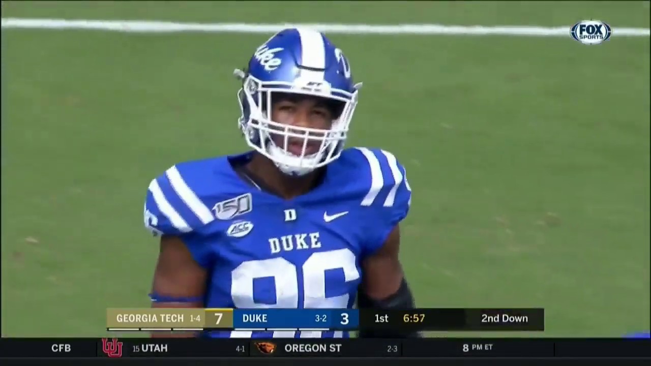 Chris Rumph II (Duke DE/LB) Georgia Tech Game Highlights - YouTube