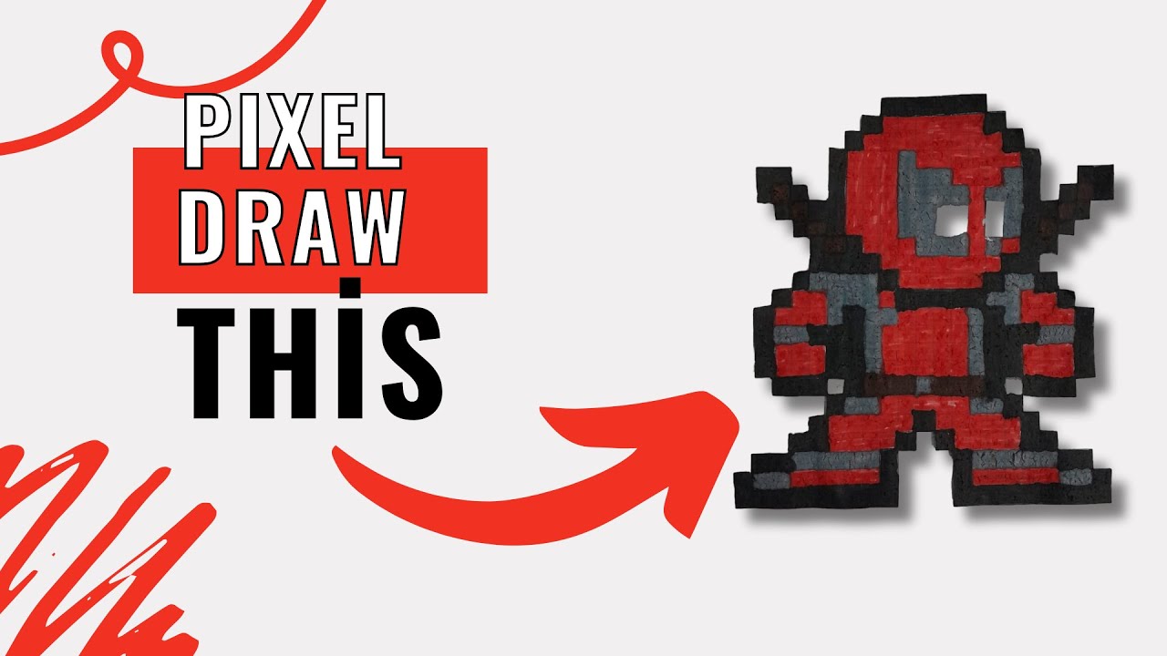 Drawing Deadpool Pixel Art | Step-by-Step Tutorial - YouTube