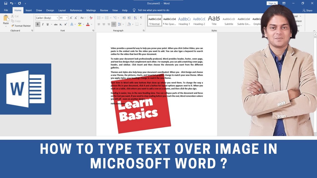 How to type text over image in Microsoft word ? - YouTube