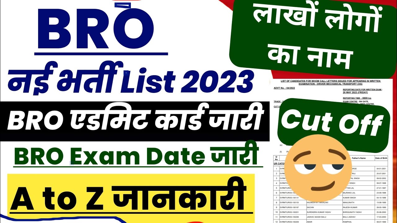 BRO Recruitment 2023 Admit card release Download,bro exam date 2023 ...