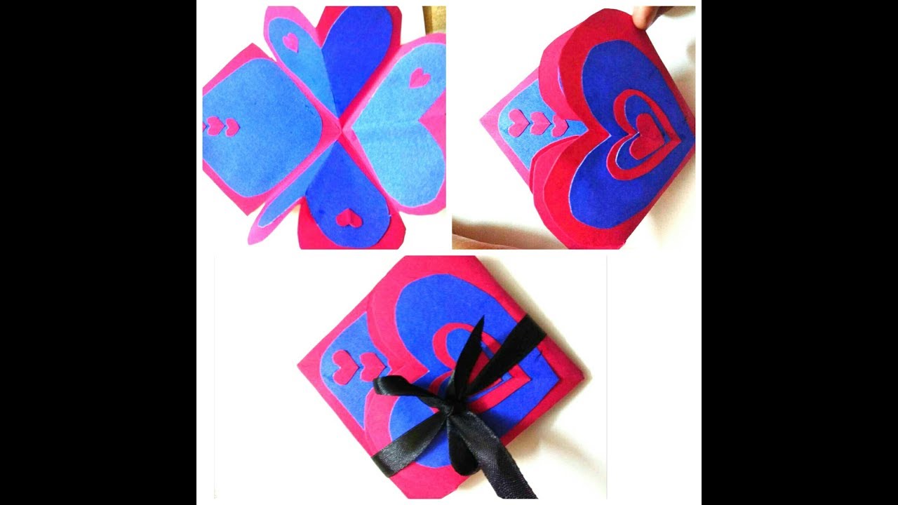 Easy handmade heart card// foldable heart card// Easy DIy at home - YouTube