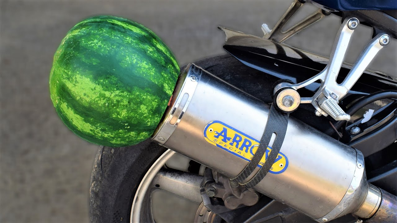 EXPERIMENT WATERMELON ON MOTORCYCLE EXHAUST - YouTube