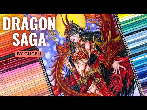 Dragon Saga: Legend of the Scarlet Dragon | Colorful Time by GUGELI | Adult Coloring
