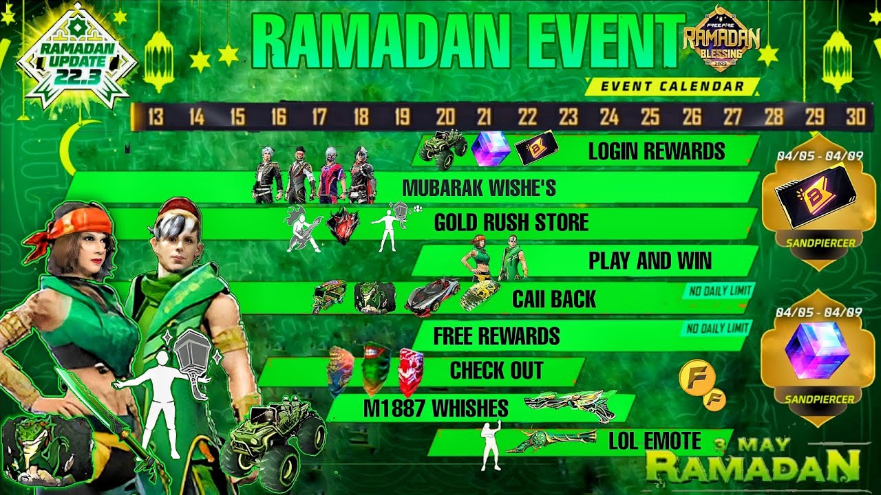 FF Max 🔥 Ramadan Event 🥳 Free Rewards | Event Free Fire Calendar FF Max ...