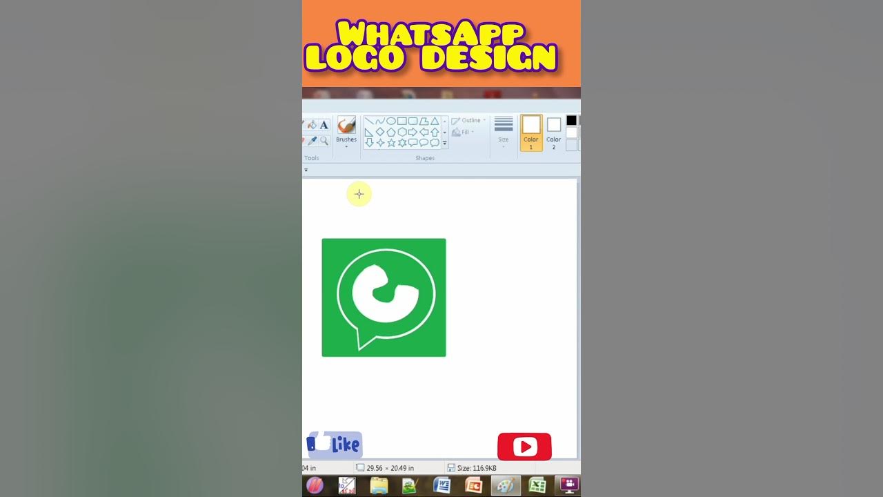 How to draw WhatsApp logo on computer using Mspaint #logodrawing # ...