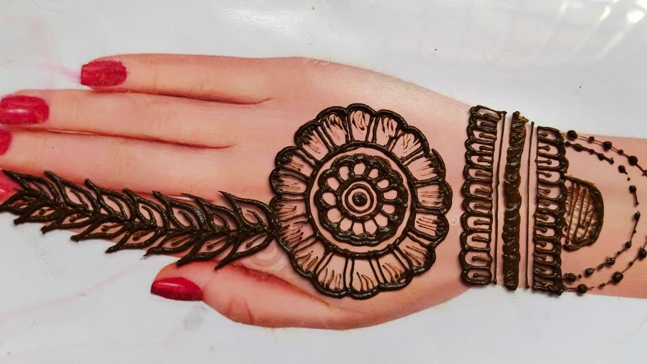 Simple gol tikki mehndi design back hand/सुंदर गोल टिका मेंहदी डिजाइन ...